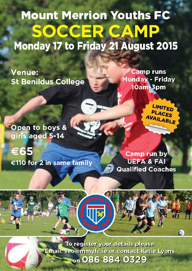 Mount Merrion Youths on Twitter: "End of Summer Football camp starts next Monday in St Benildus ...