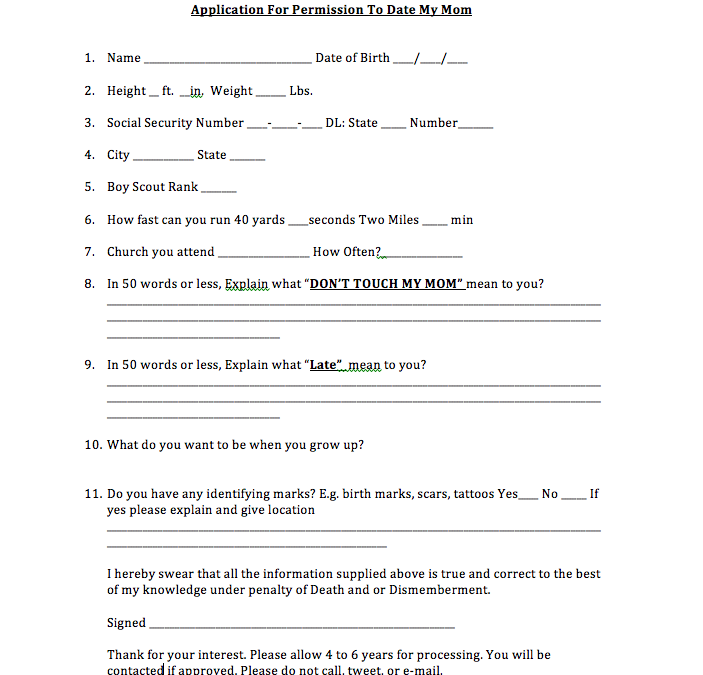 Application To Date My Son