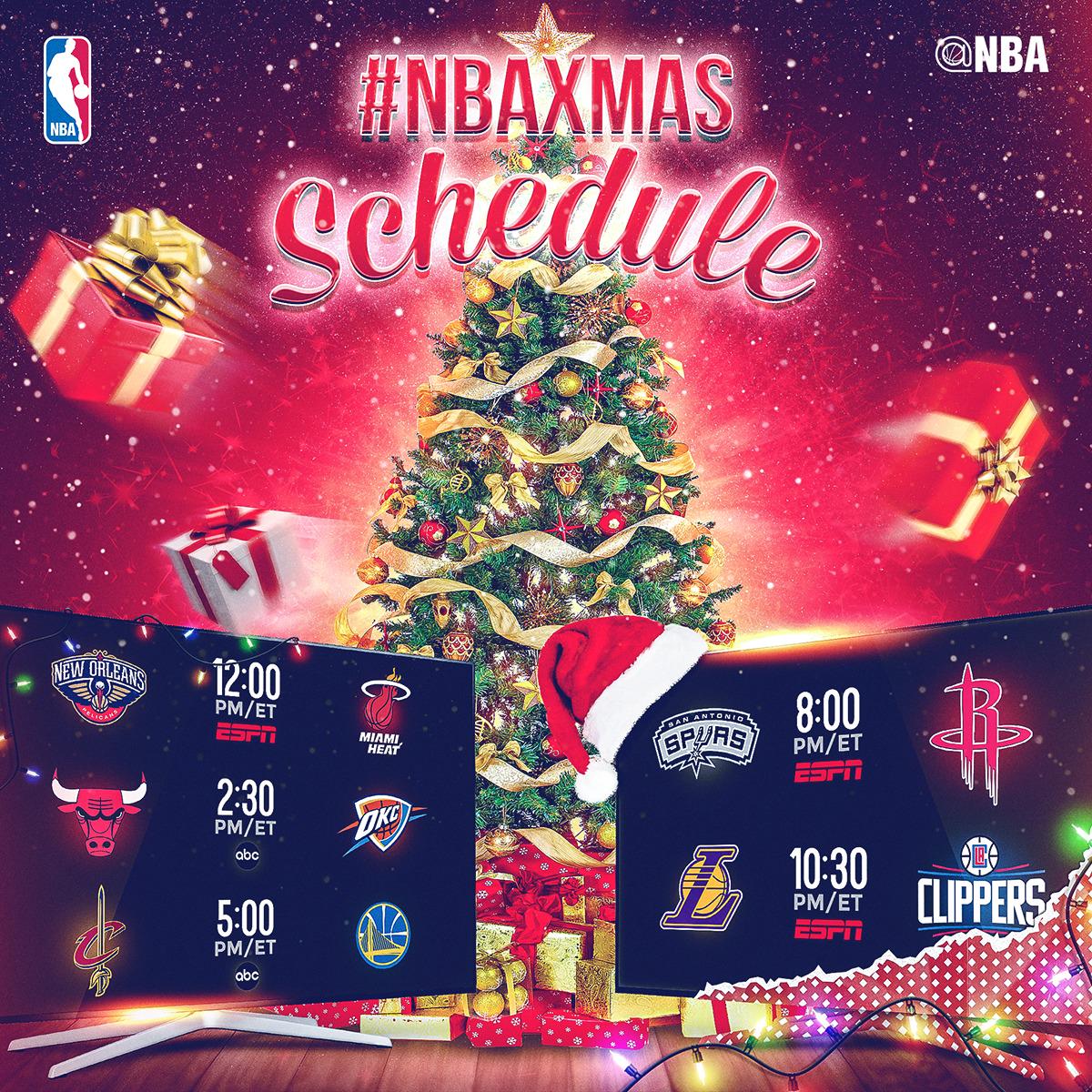 NBAXMas 2015 schedule! -- NOP MIA CHI OKC CLE GSW SAS HOU LAL LAC ...