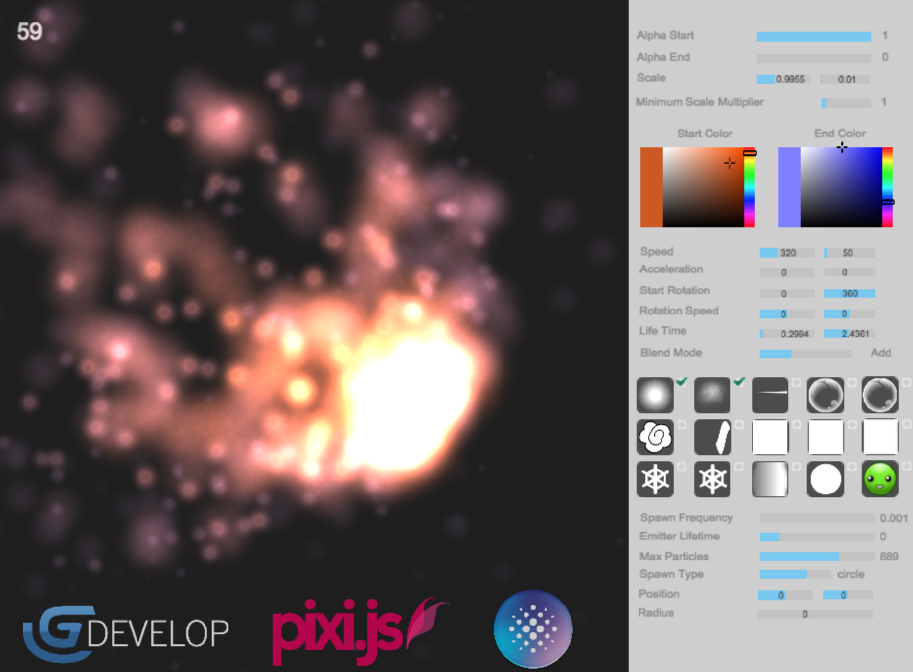 GDevelop on Twitter: "A new demo, built by a talented user of GDevelop, using Pixi Particles ...