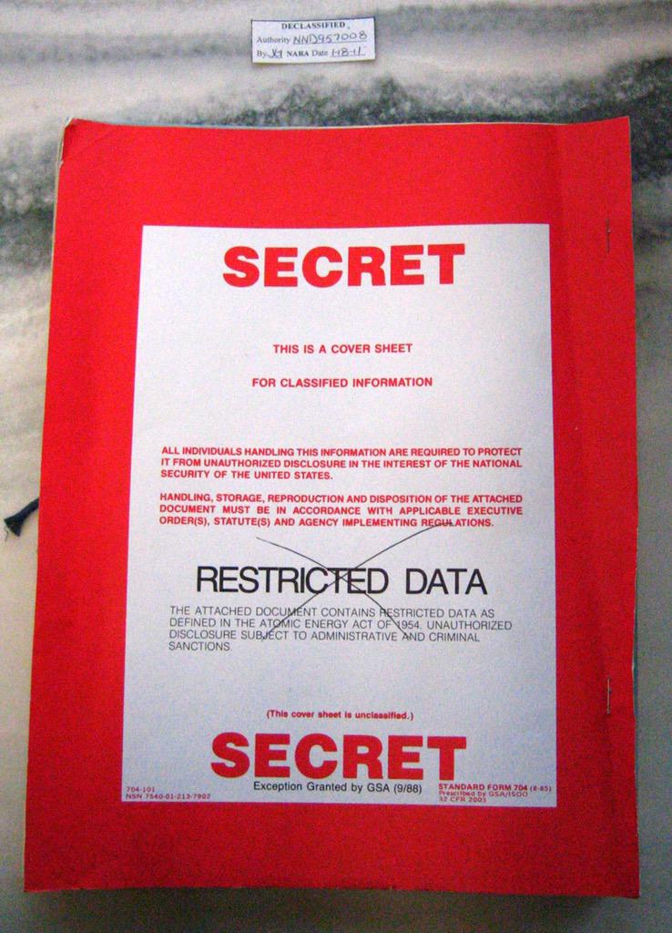 Classified Documents Cover Sheet