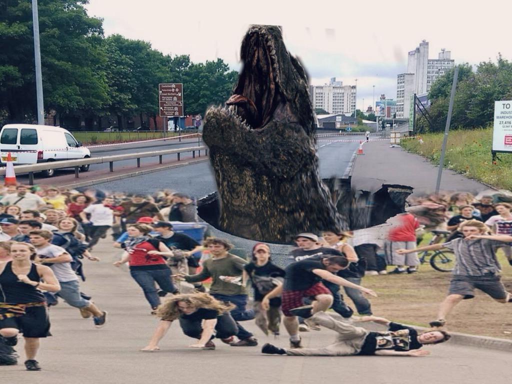 People Running Away From Godzilla
