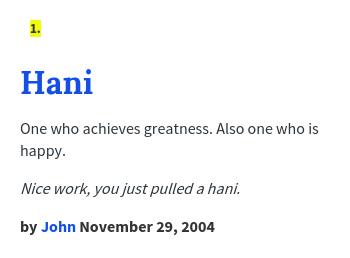Meaning Of Hani
