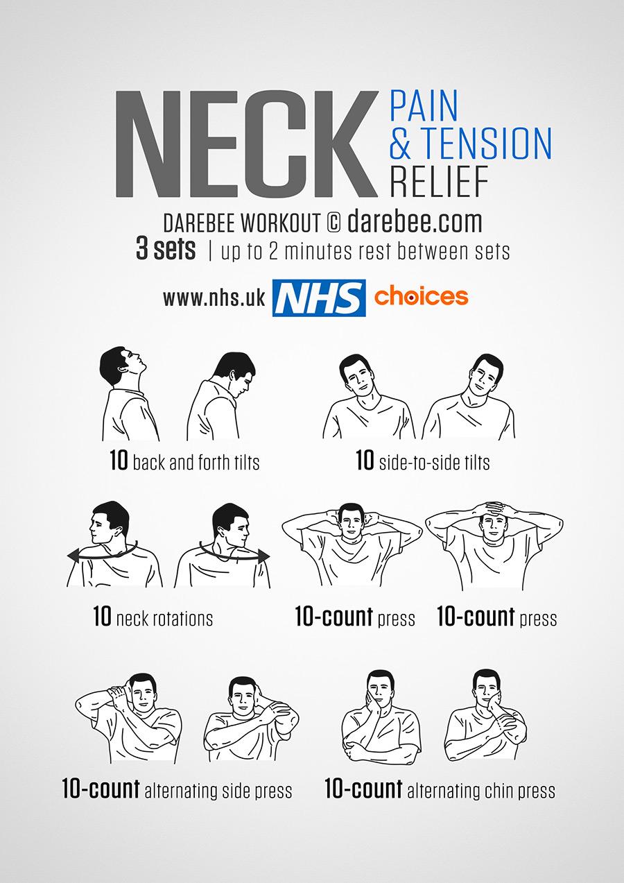 NHS on X Try our neck workout to relieve pain and tension. Image by darebees. http t 7hE1uKWFLk X