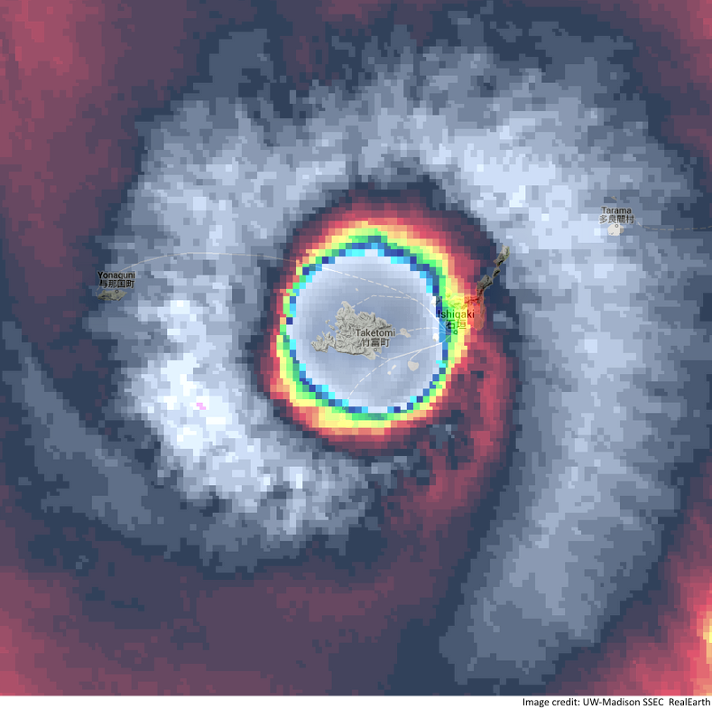 Inside the clear eye of typhoon Goni : r/weather