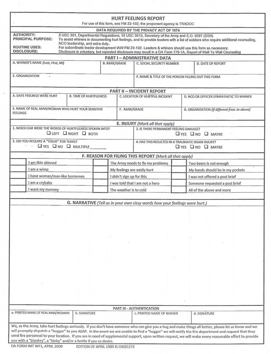 Hurt Feelings Report Template