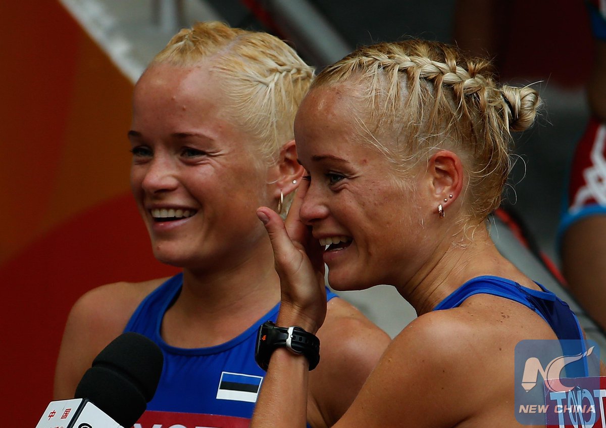Estonia's Liina Luik (left) and her twin sister Lily Luik are both ...