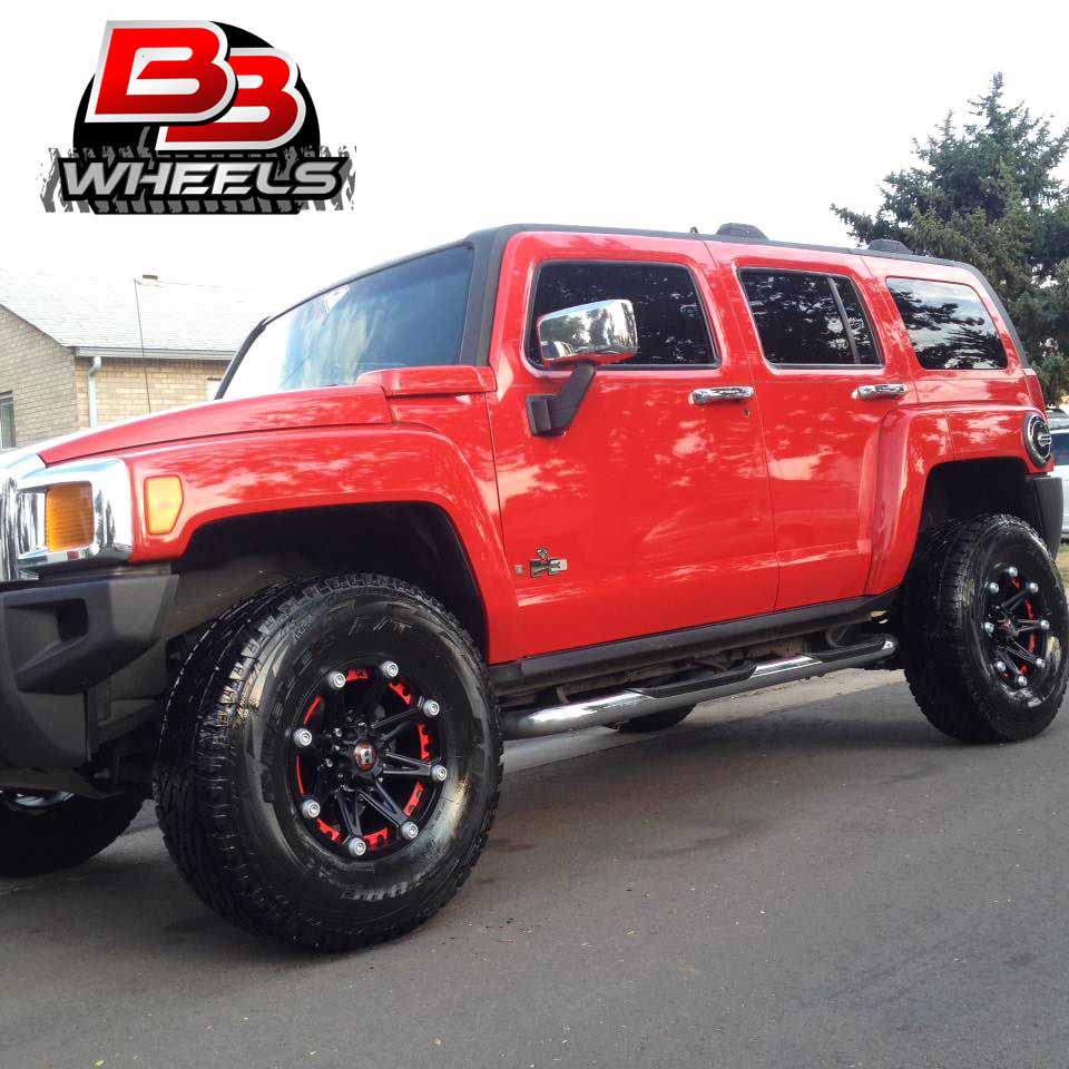 Red Hummer H3 With Rims