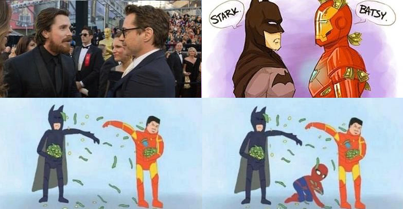 Batman And Ironman Throwing Money