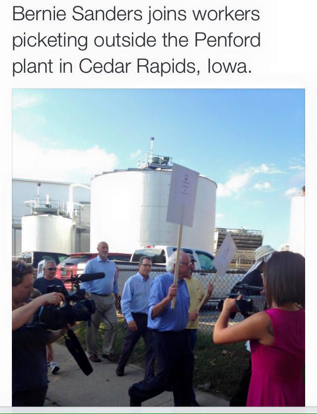 Bernie Sanders picks up megaphone, walks union picket in Cedar Rapids ...