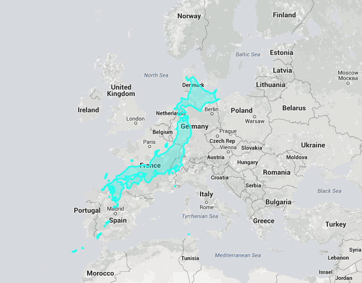 일본의 크기 = 덴마크 ~ 스페인 중부 JPG. : MLBPARK