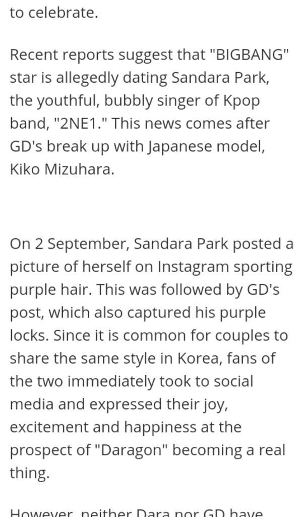 Sandara Park And G Dragon Break Up