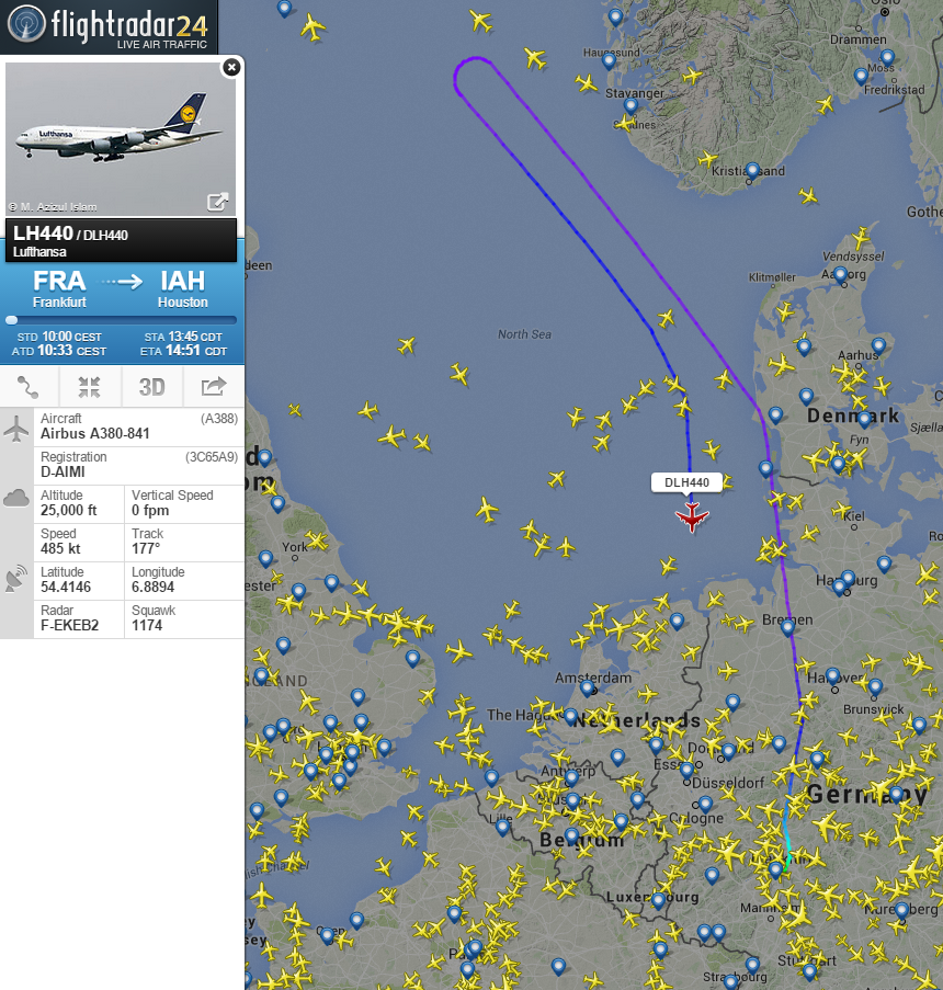 Lufthansa flight LH440 from Frankfurt to Houston is returning to ...