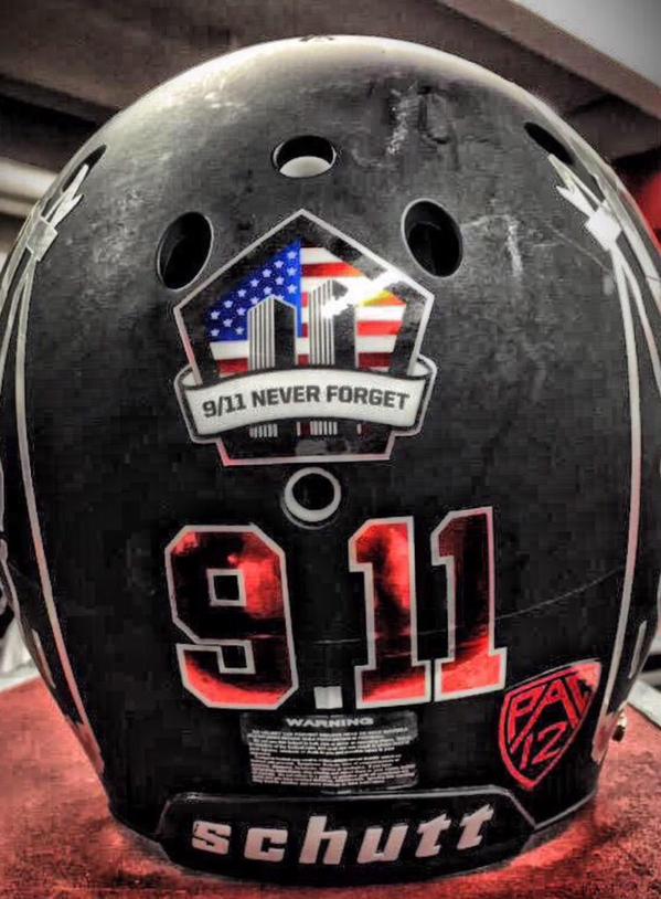 Utah's helmets have a special decal tonight for their game vs. Utah St ...