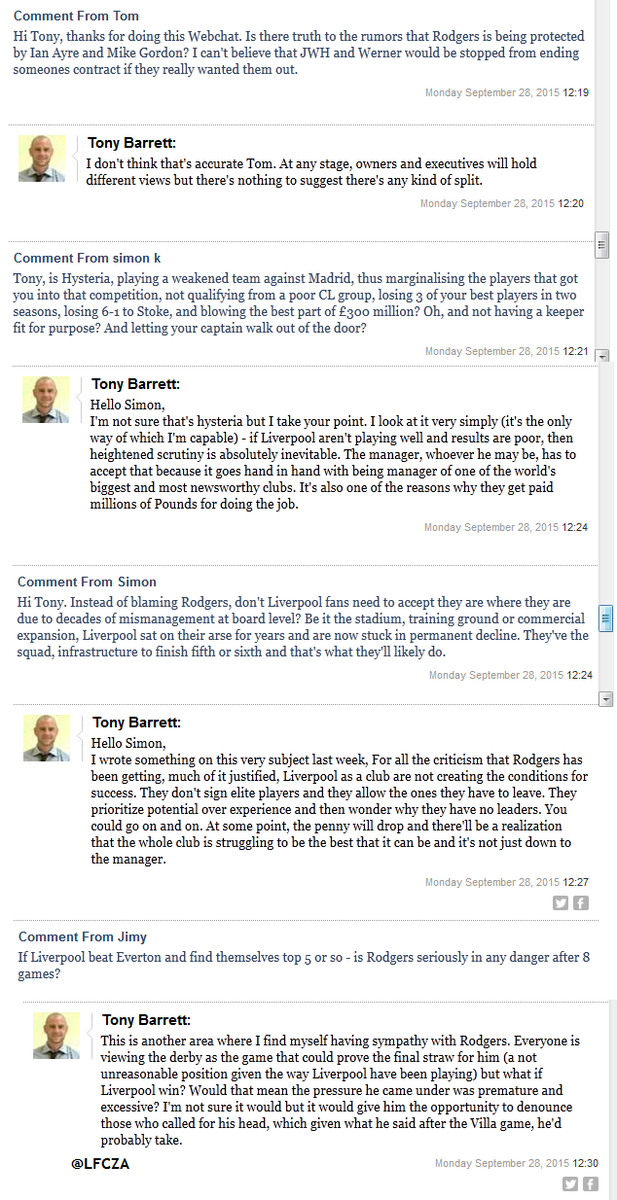 Tony Barrett web chat: "Klopp is willing to talk to Liverpool" : r ...