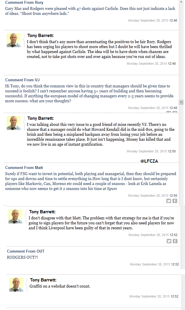 Tony Barrett web chat: "Klopp is willing to talk to Liverpool" : r ...