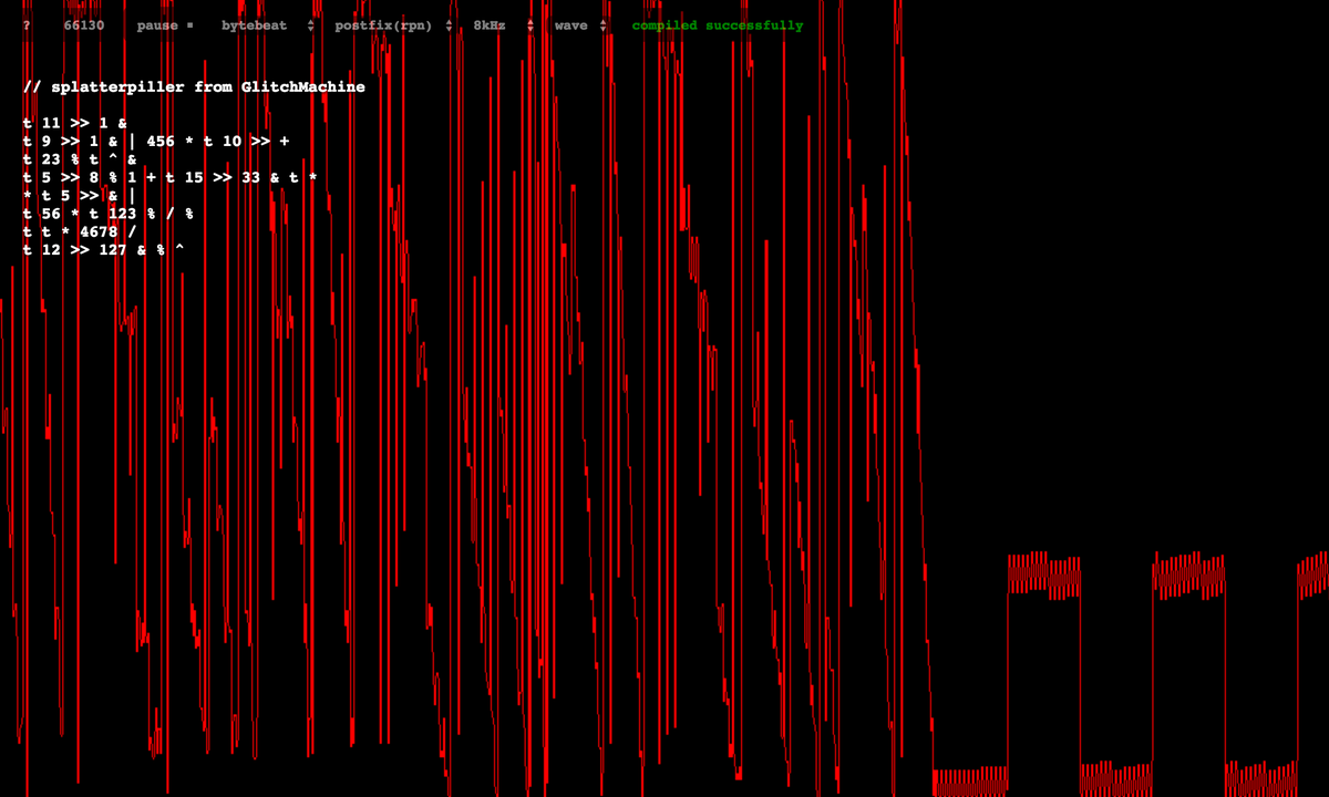 reaktorplayer on Twitter: "HTML5 Bytebeat : http://t.co/sjkr5JZcA1 Music made from math. Example ...