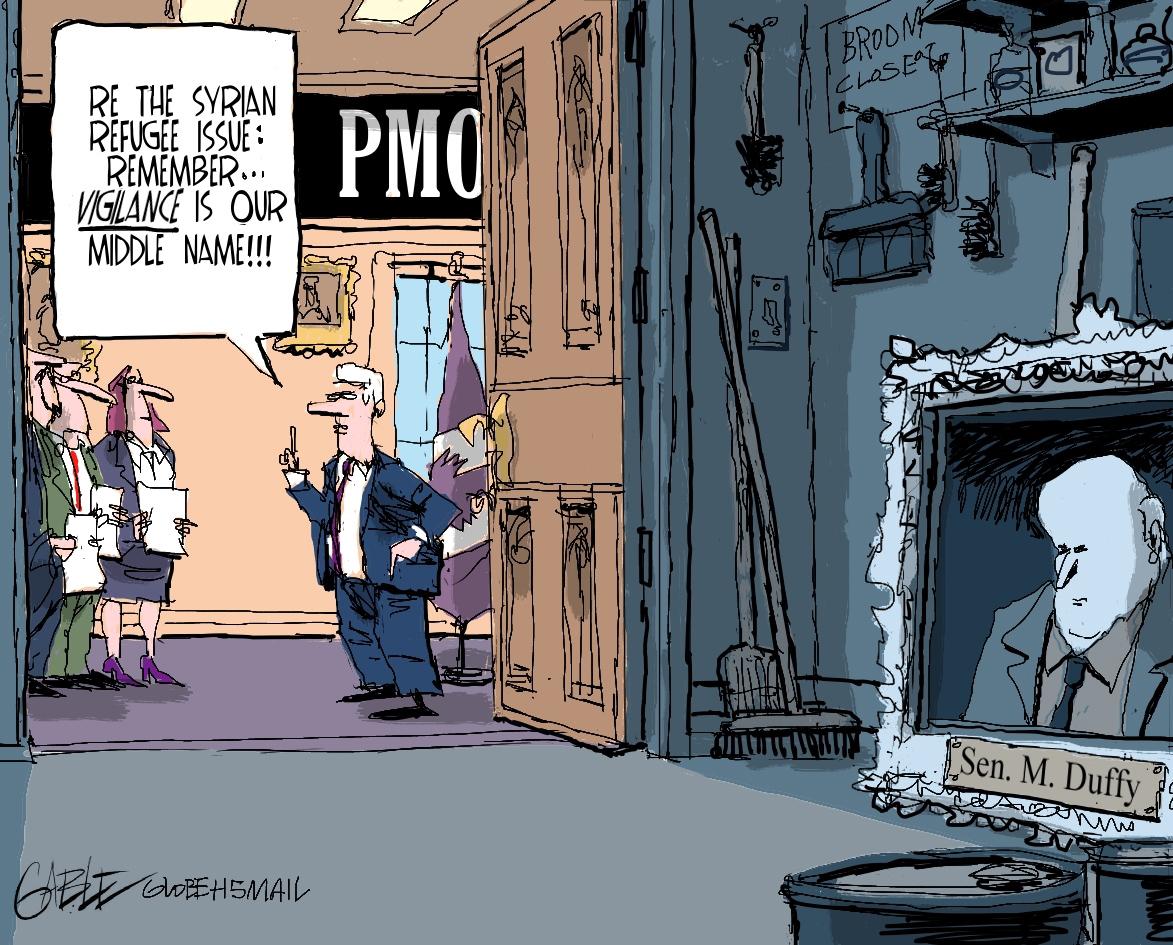 Today's editorial cartoon by Brian Gable: "Vigilance is our middle name ...