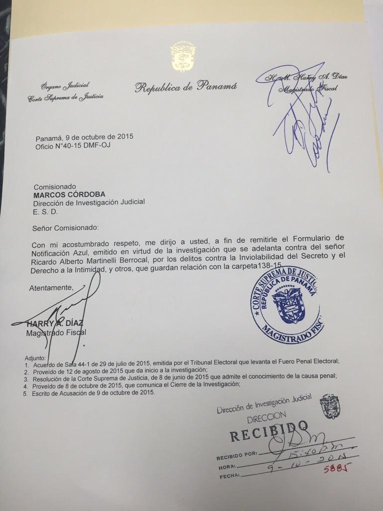 Documento de solicitud para alerta azul de interpol con firma de ...