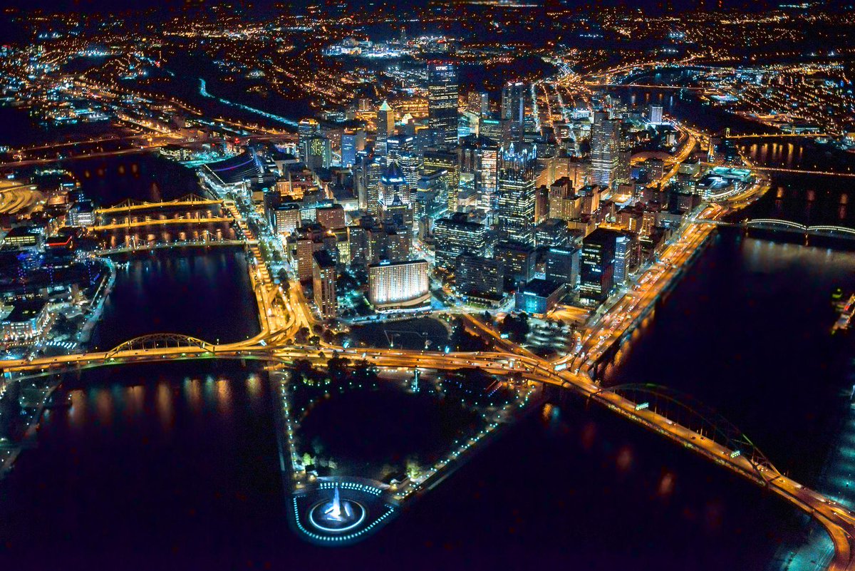 Pittsburgh At Night City Lights