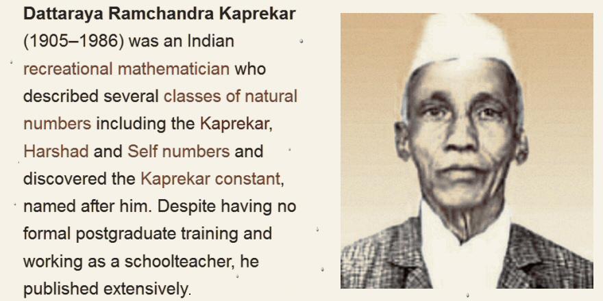 D R Kaprekar (Indian Mathematician) ~ Bio with [ Photos | Videos ]