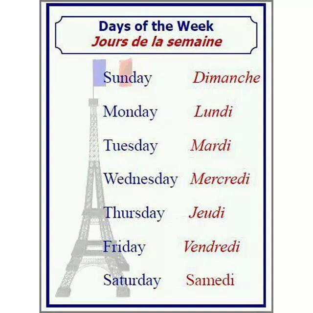 Days Of The Week In French