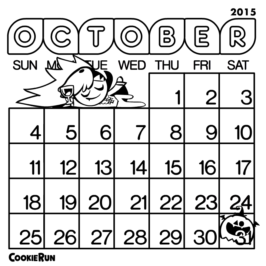 October Calendar Coloring Page