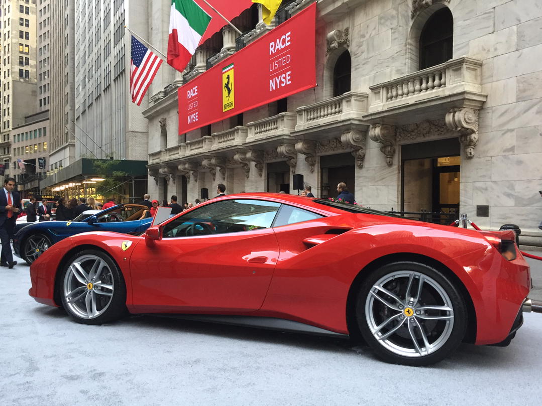 Getting ready for the Ferrari RACE IPO outside the NYSE with the 488 GTB. | Bob Pisani | Scoopnest