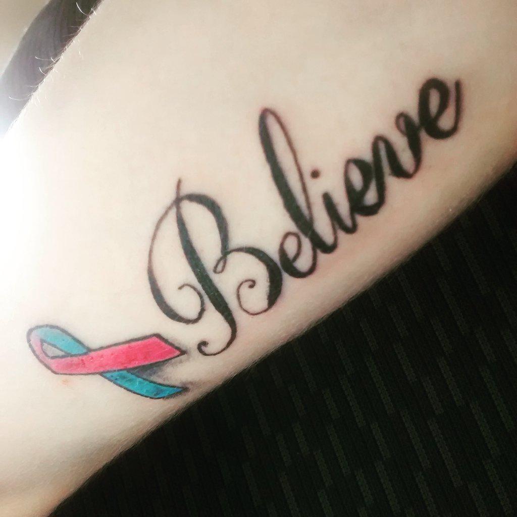 Believe Tattoos With Cancer Ribbon