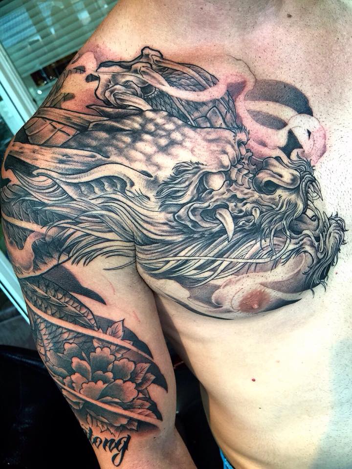 Japanese Dragon Tattoo Chest