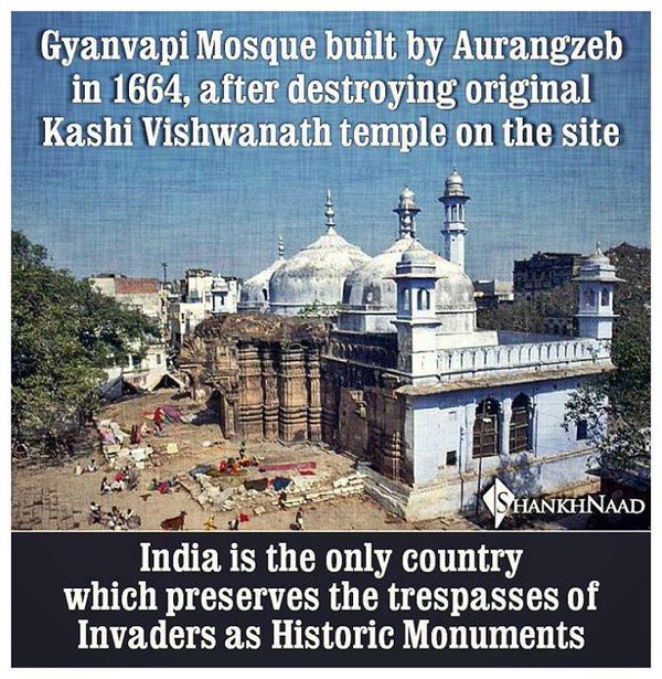 Reclaim Temples on Twitter: "Gyanvapi mosque built by Aurangzeb in 1664 after destroying the ...