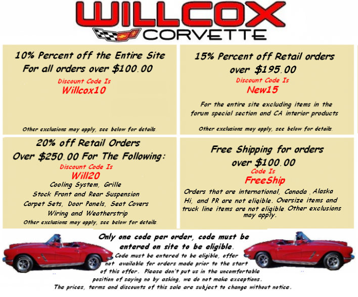 Willcox New Weekend Sale Starts Now, ends Sunday! - CorvetteForum ...