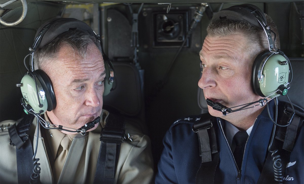 CJCS Dunford talks with Lt. Gen. John L. Dolan (USForcesJapan) during a ...