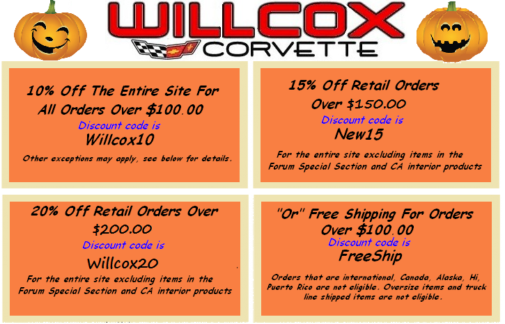 Willcox New 20 off sale Starts now! - CorvetteForum - Chevrolet ...