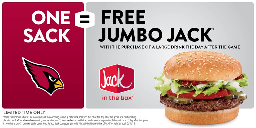 Fans can get a FREE Jumbo Jack today thanks to Monday’s sacks by the # ...