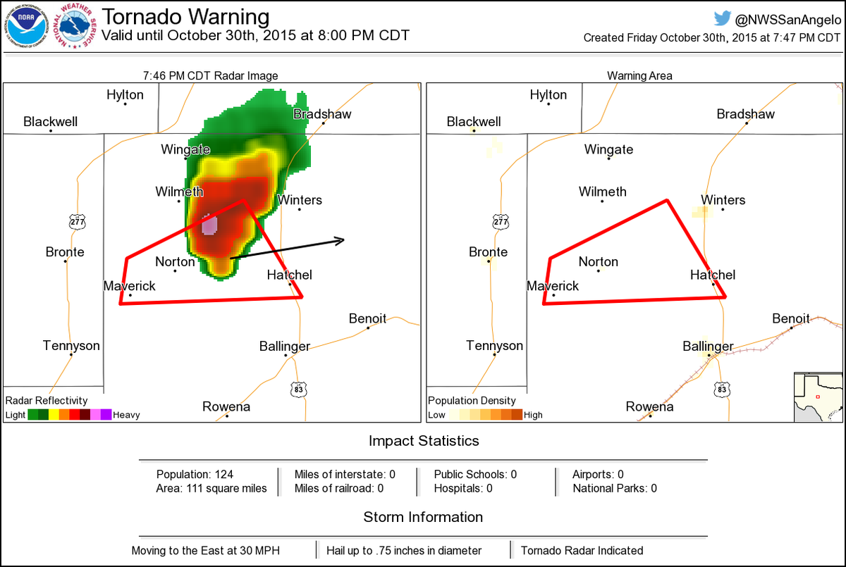 Tornado Warning including Hatchel TX, Maverick TX, Norton TX until 8:00 ...