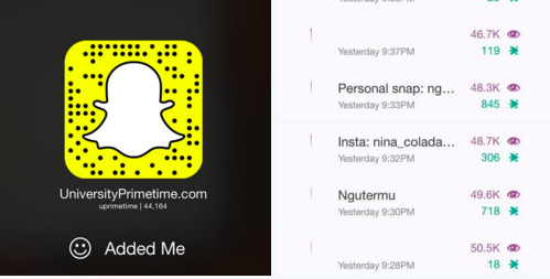 College Snapchat Snaps