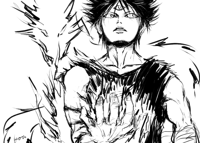 飛影「【rkgk飛影】飛影描く時なんでいつも以上に荒いかと言うと、ほぼ確実に右手が痛い」KOTOの漫画