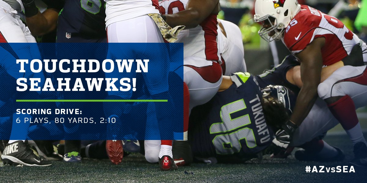 TOUCHDOWN SEAHAWKS! FB Will Tukuafu with a one-yard dive. Cardinals 19 ...