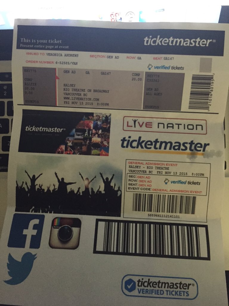 Ticketmaster Printed Ticket