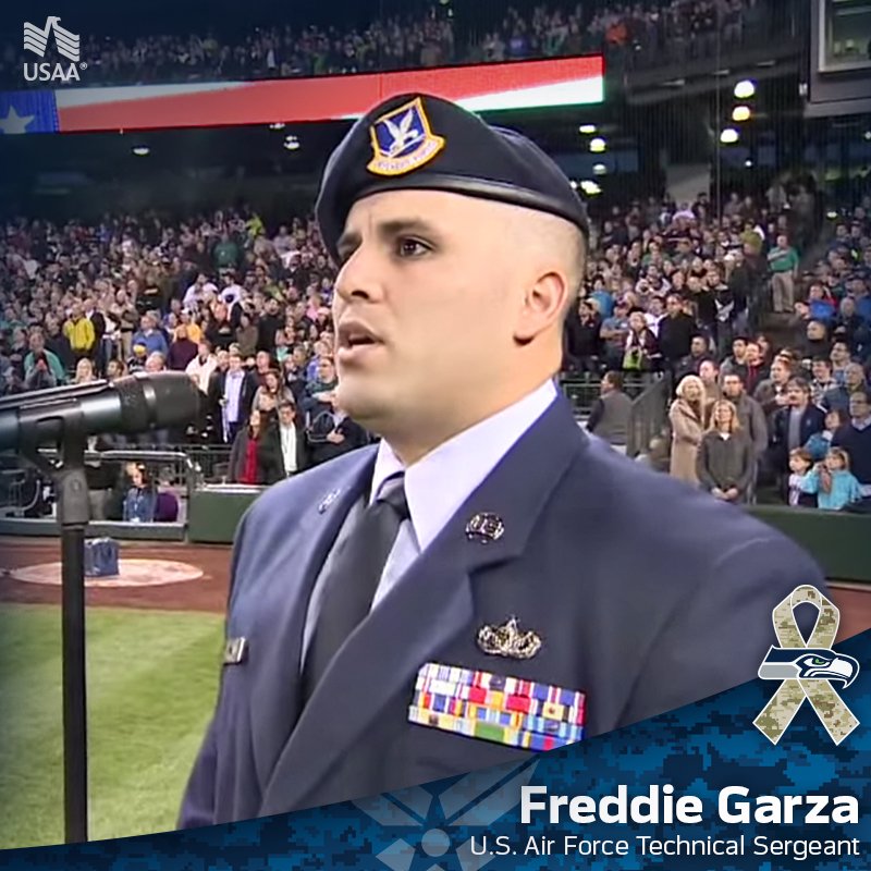 Sgt Freddie Garza @USAirForce, singing the national anthem Sunday ...