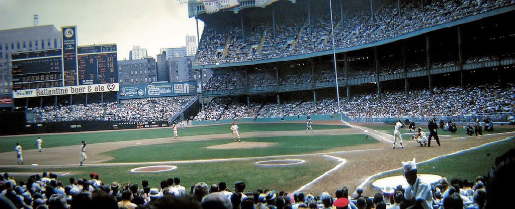 Beautiful game shot of yankees vs indians at yankee stadium 1965 ...