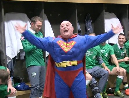 60-year-old Irish kit man Dick Redmond in a Superman costume is the ...