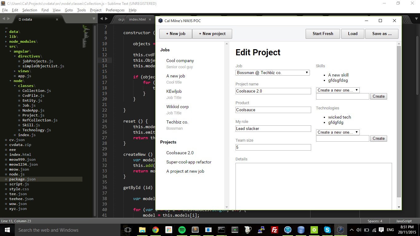Eviratec on Twitter: "8 hours later a JSON CV data generator is born! Woot #ECMA6 #nwjs #nodejs ...