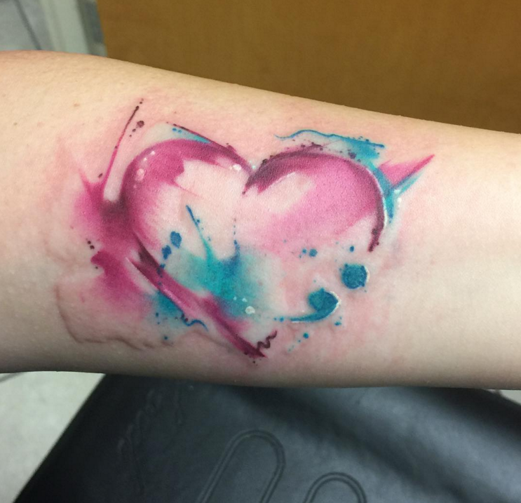 Ink Splatter Heart Tattoo
