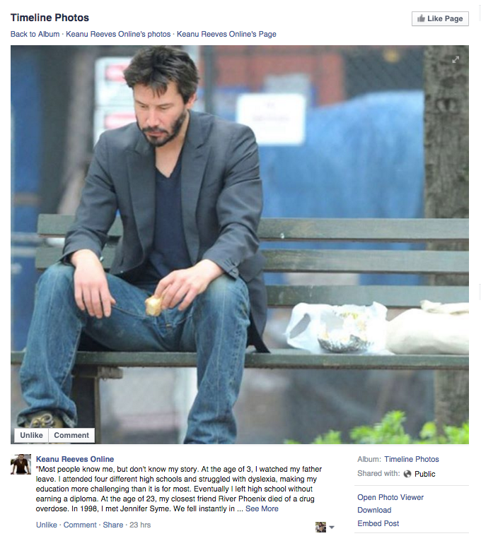 Sad Keanu Reeves Story