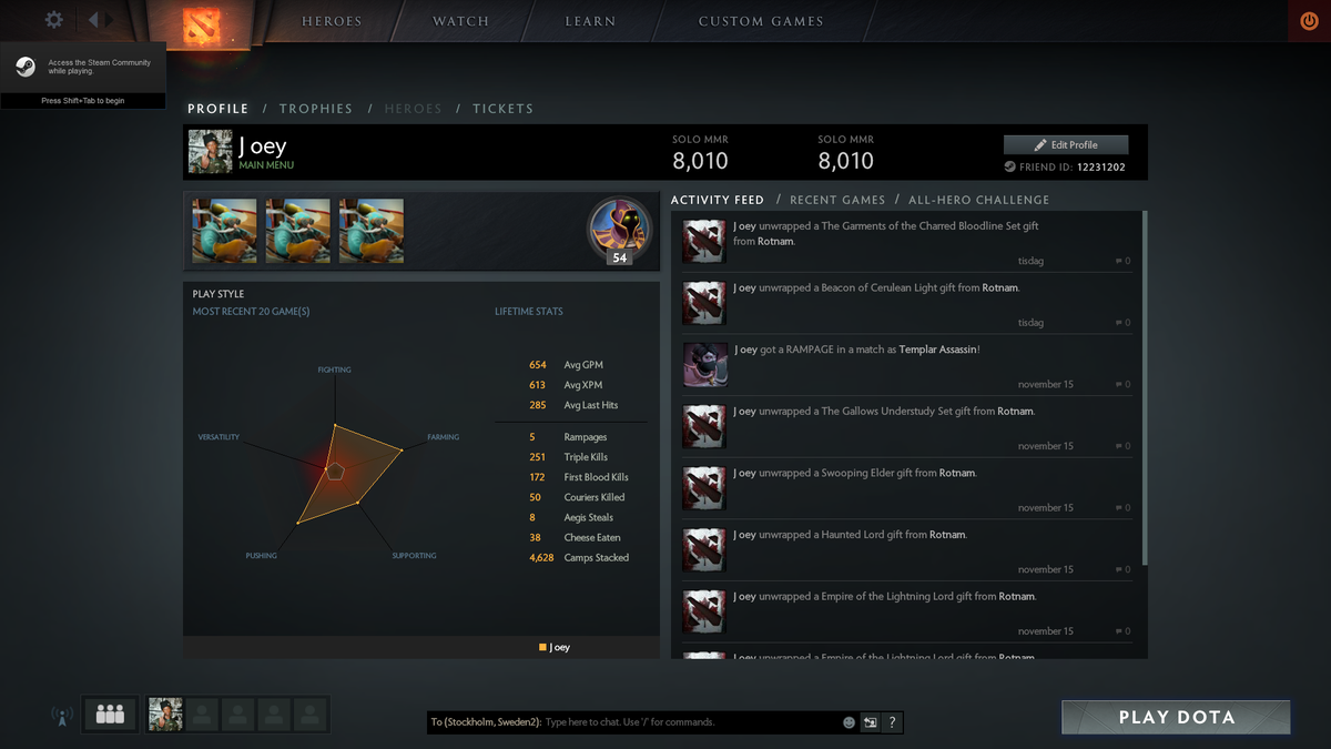 Congratulations to limmp for reaching 8k MMR now I hope he finds a team ...