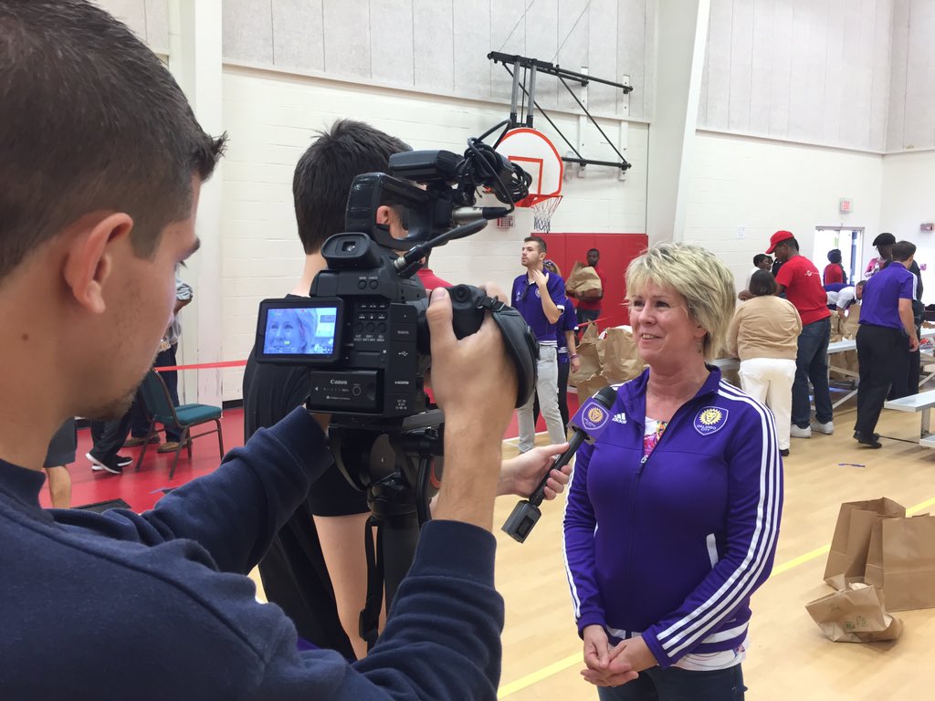 Orlando City Foundation President, Kay Rawlins chatting about the food ...