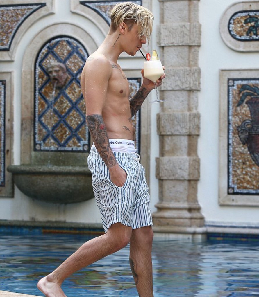 Justin Bieber In The Pool