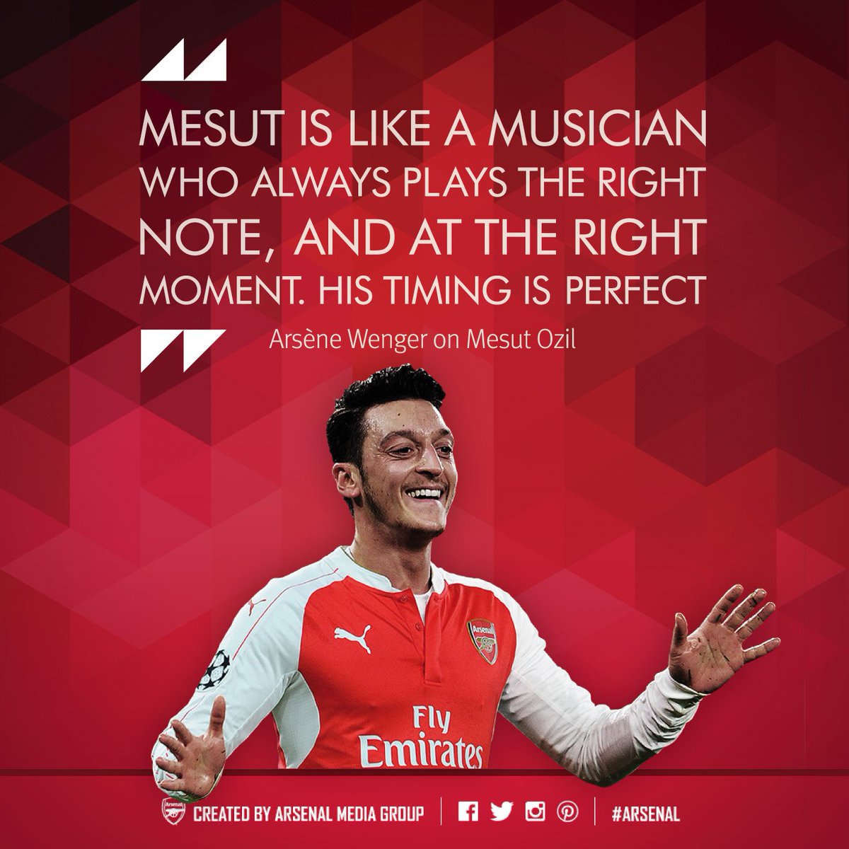 "Mesut is like a musician who always plays the right note, and at the ...